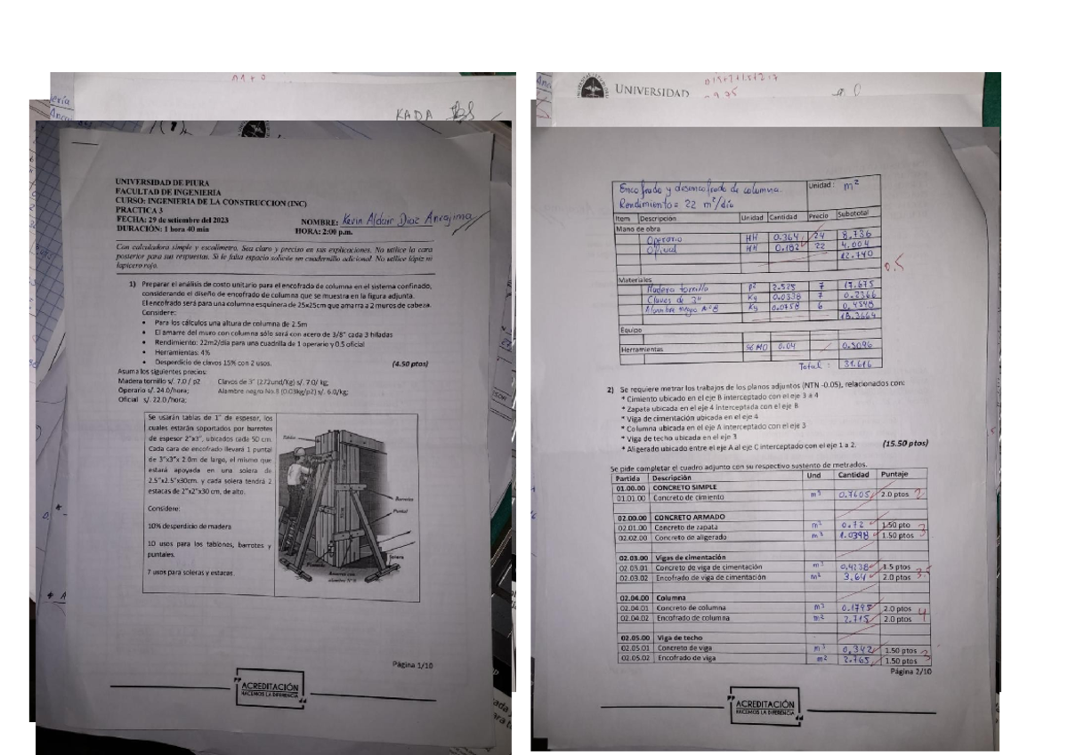 Práctica 3: Análisis de Costo de Encofrado de Columna - INC 22 - Studocu