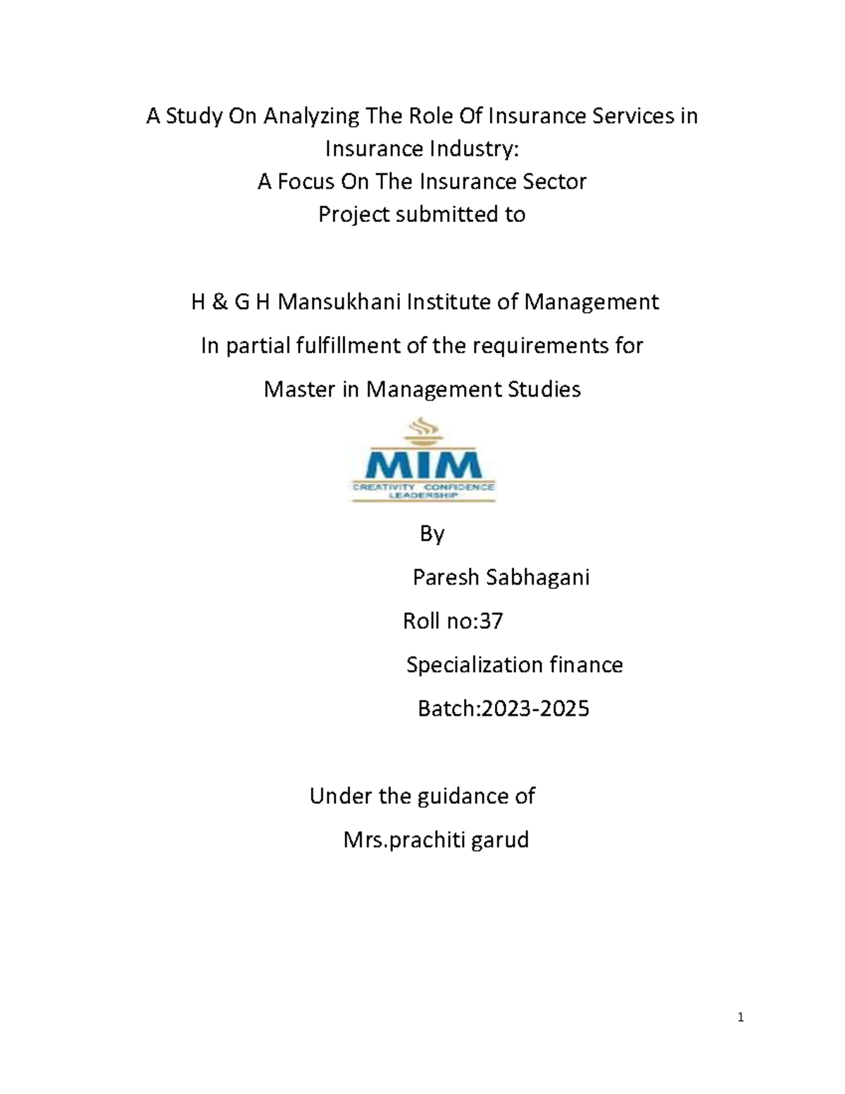 MMS Project: Analyzing the Role of Insurance Services in the Industry ...