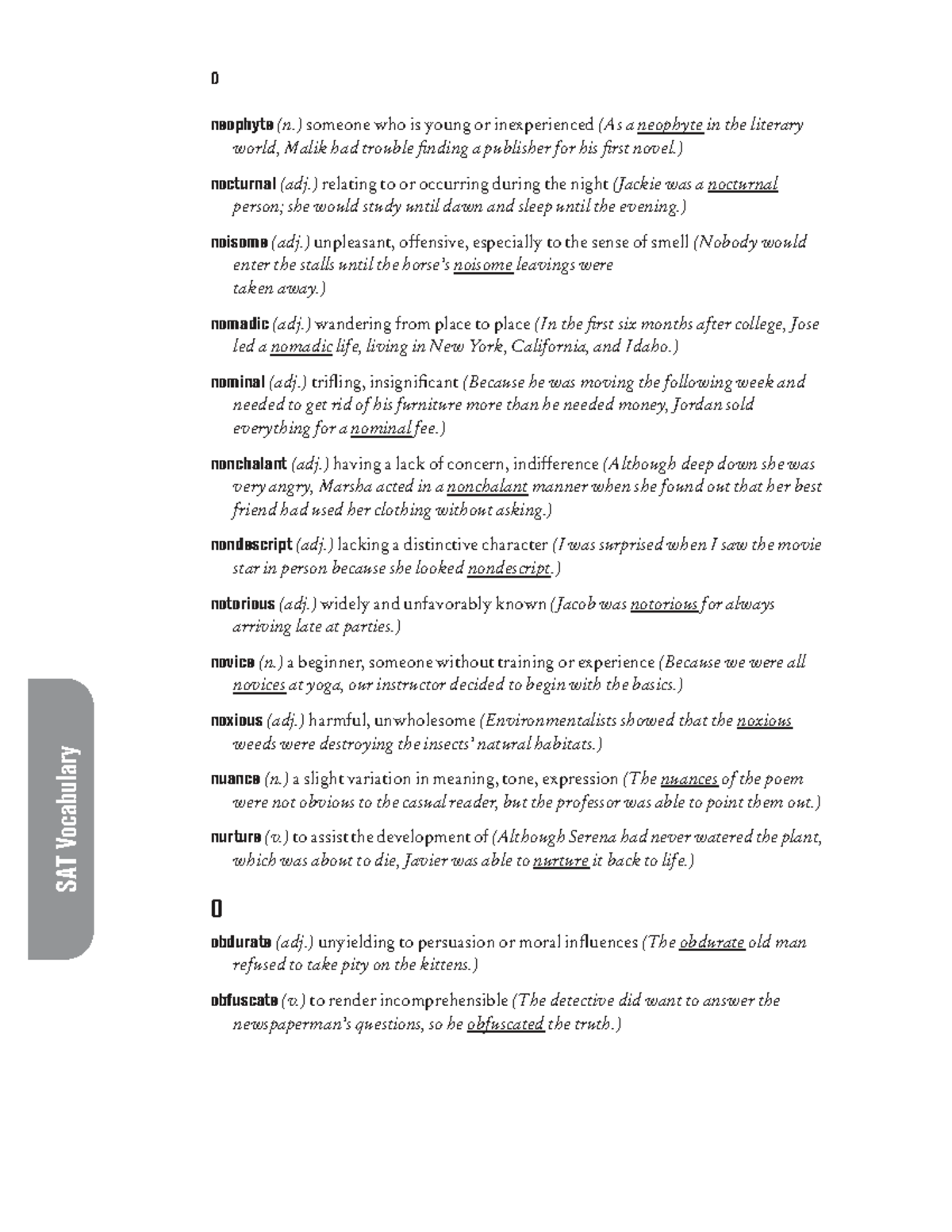 SAT Vocabulary Study Guide - Key Terms and Definitions - Studocu
