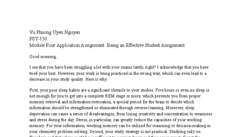 Module 4 Application Assignment: Strategies for Effective Studying ...