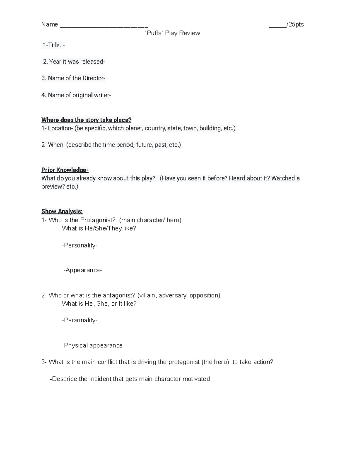 Puffs - Play Review Analysis and Reflection on the Play's Themes - Studocu