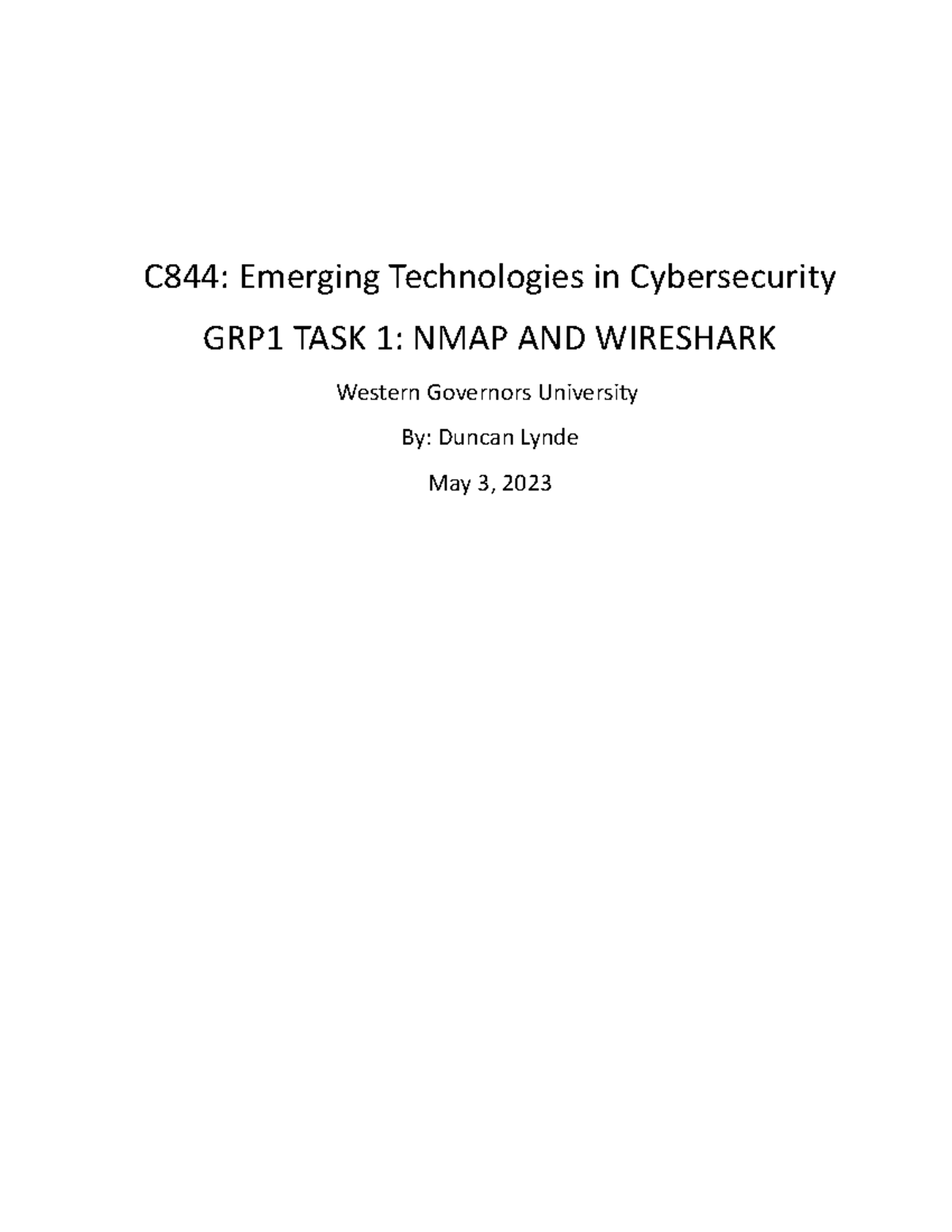 C844 - Task 1: Nmap and Wireshark Analysis in Cybersecurity - Studocu
