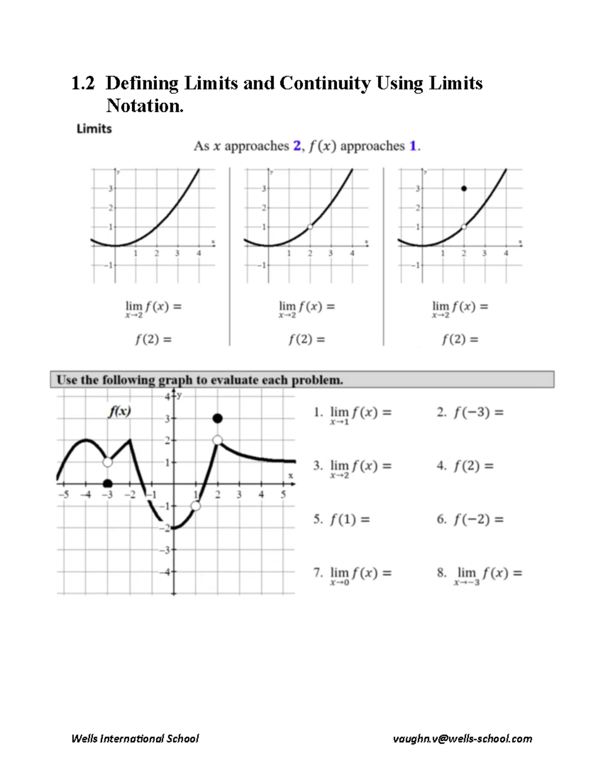 1.2 Defining Limits and Continuity Using Limits Notation - AP Calculus ...