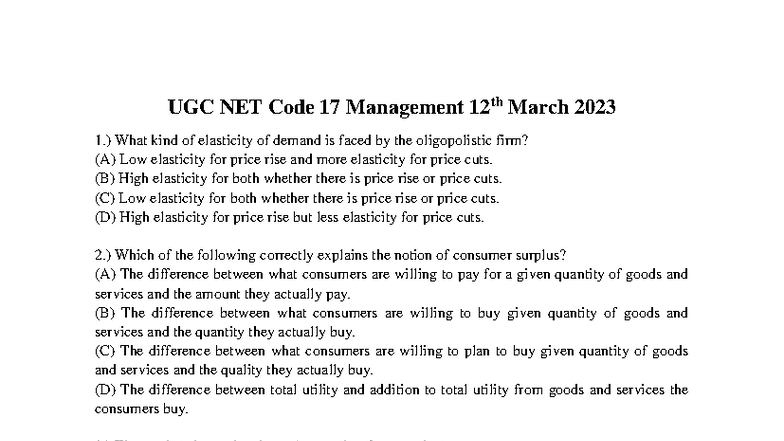 UGC NET Code 17 Management 12th March 2023 Question Paper Analysis ...