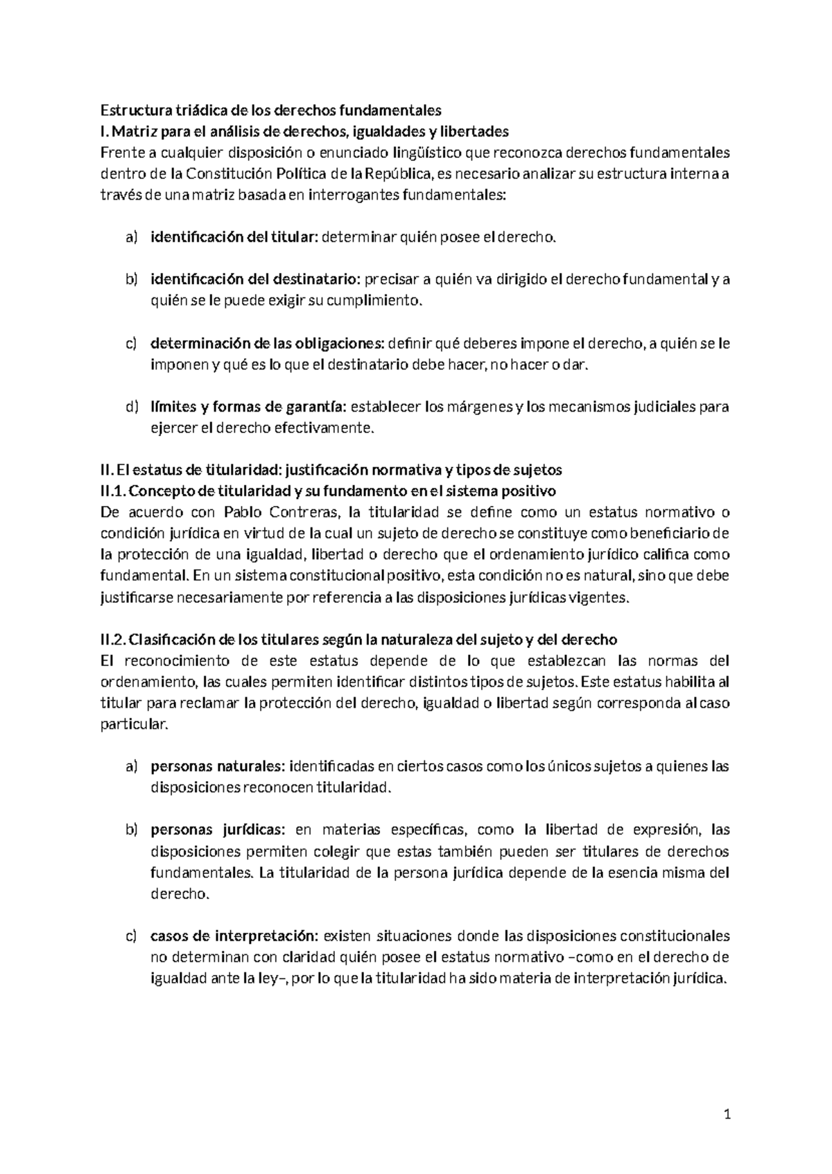 Estructura Triádica de los Derechos Fundamentales I: Análisis y Matriz ...