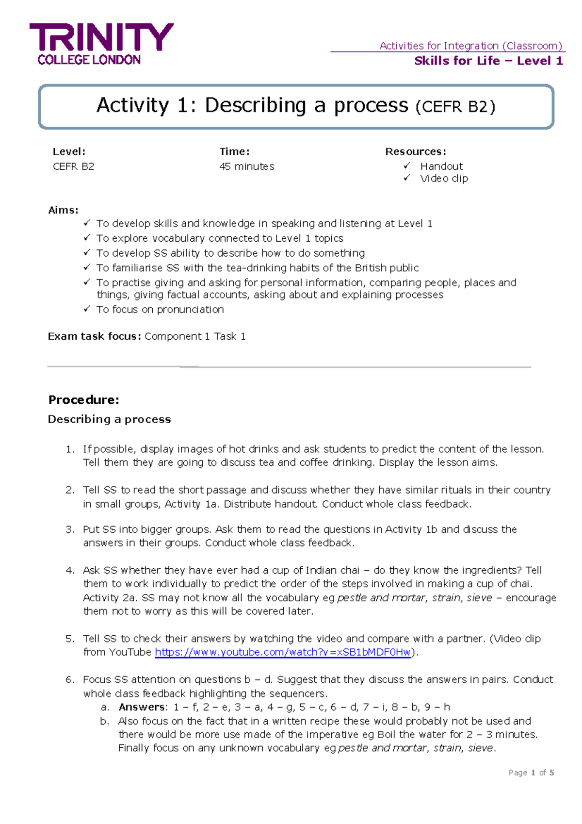 L1 Activity 1- Describing a process - LP Classroom - Skills for Life ...