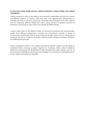 Chcdiv 001 Assessment 2 Question 1 - Scenario: You have been working in ...