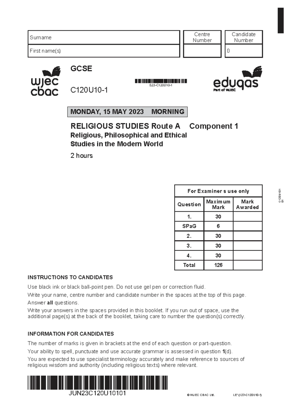GCSE (9-1) Computer Science J277/02 Question Paper - June 2024 - Studocu