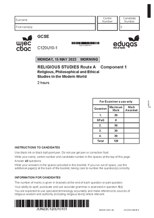 GCSE (9-1) Computer Science J277/02 Question Paper - June 2024 - Studocu