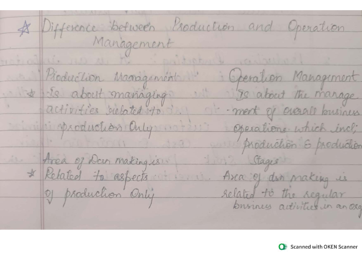 POM - UNIT 1: Differences Between Production and Operation Management ...