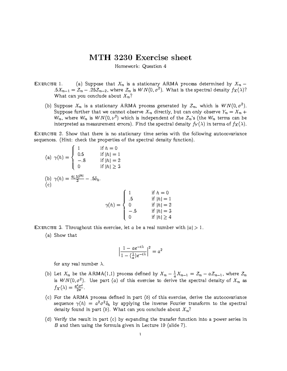 Sheet 10 2024-question - MTH 3230 Exercise sheet Homework: Question 4 ...