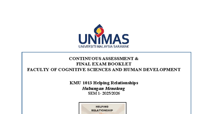 KMU 1013 Sem 1 2025/2026 Continuous Assessment Final Exam Guidelines - Studocu