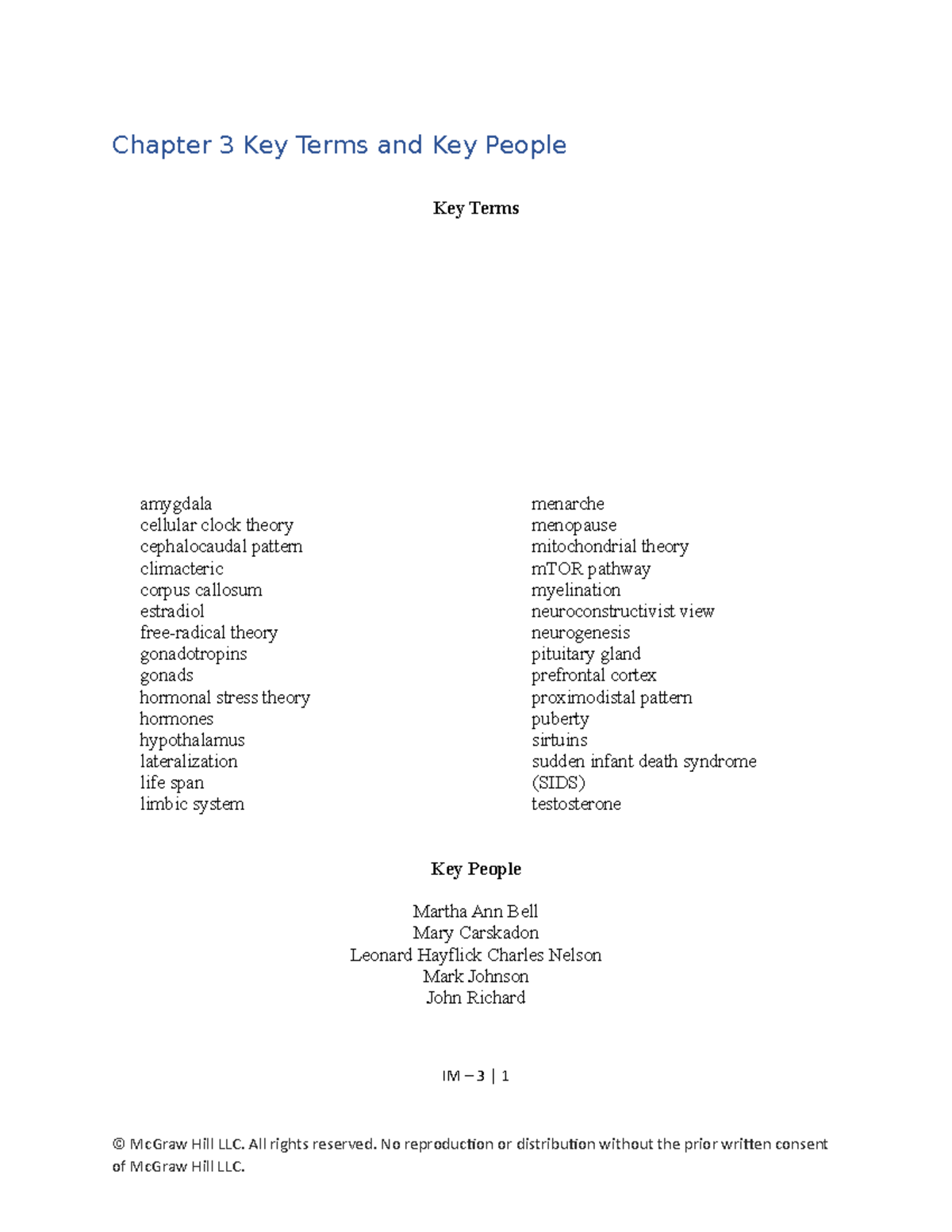 Chapter 3 Key Terms and Key People - Chapter 3 Key Terms and Key People Key Terms amygdala ...