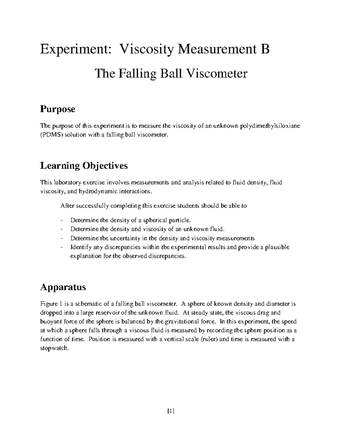 Falling Ball Viscometer - Learning Objectives This laboratory exercise ...