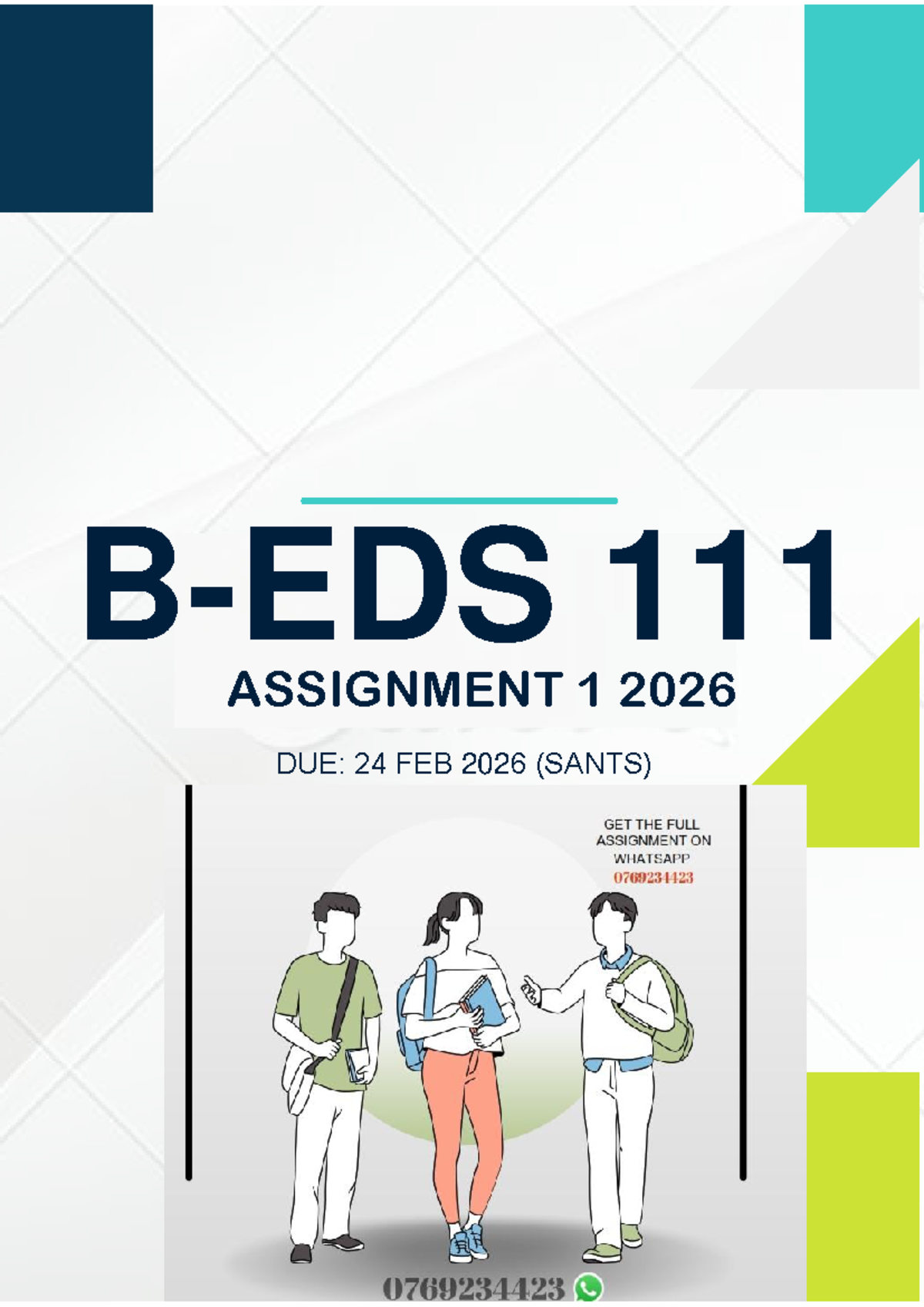 B-EDS 111 Assignment 1 Memo: Child Development Theories (SANTS) - Studocu