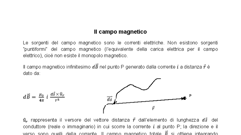 Campo Magnetico: Correnti Elettriche e Forza di Lorentz (03) - Studocu