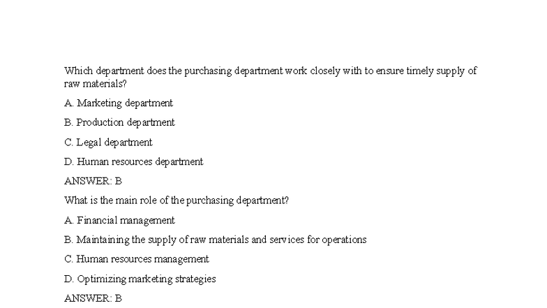 Purchasing Department Insights: Key Roles and Strategies (ÔN TẬP ...