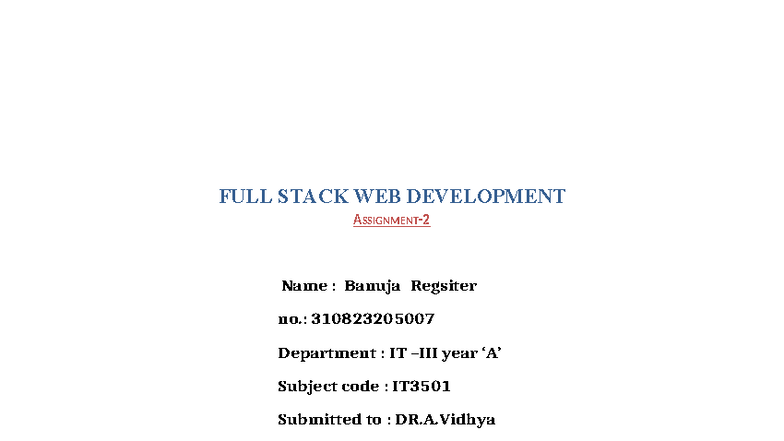 IT3501 Full Stack Web Dev Assignment 2: NPM & Node.js Concepts - Studocu