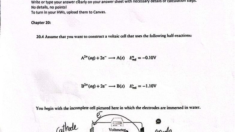 Chapter 20: Electrochemistry Problem Set and Solutions - Studocu