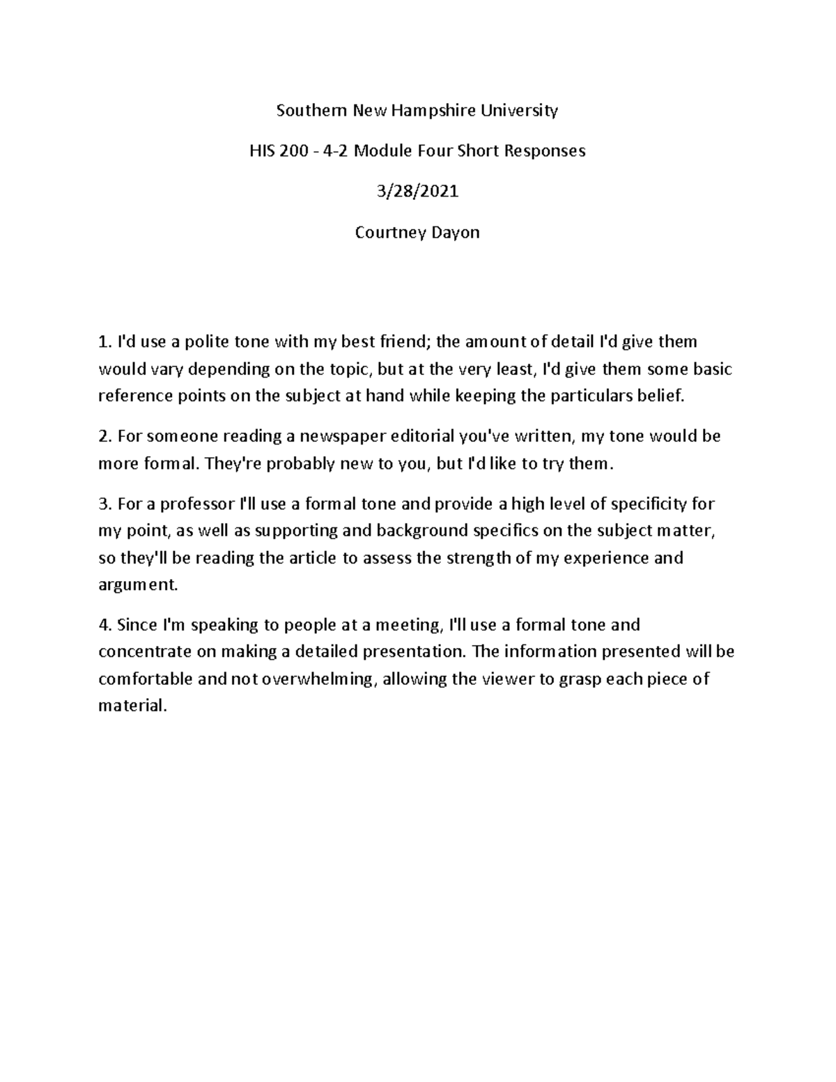 4-2 Module Four Short Responses - Southern New Hampshire University HIS ...