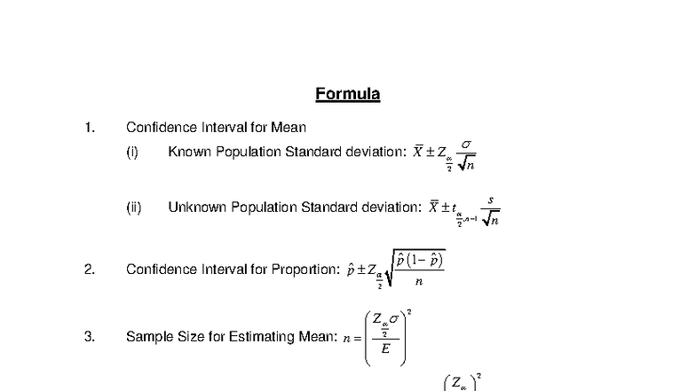 Statistics 101: Confidence Intervals & Test Statistics - Studocu