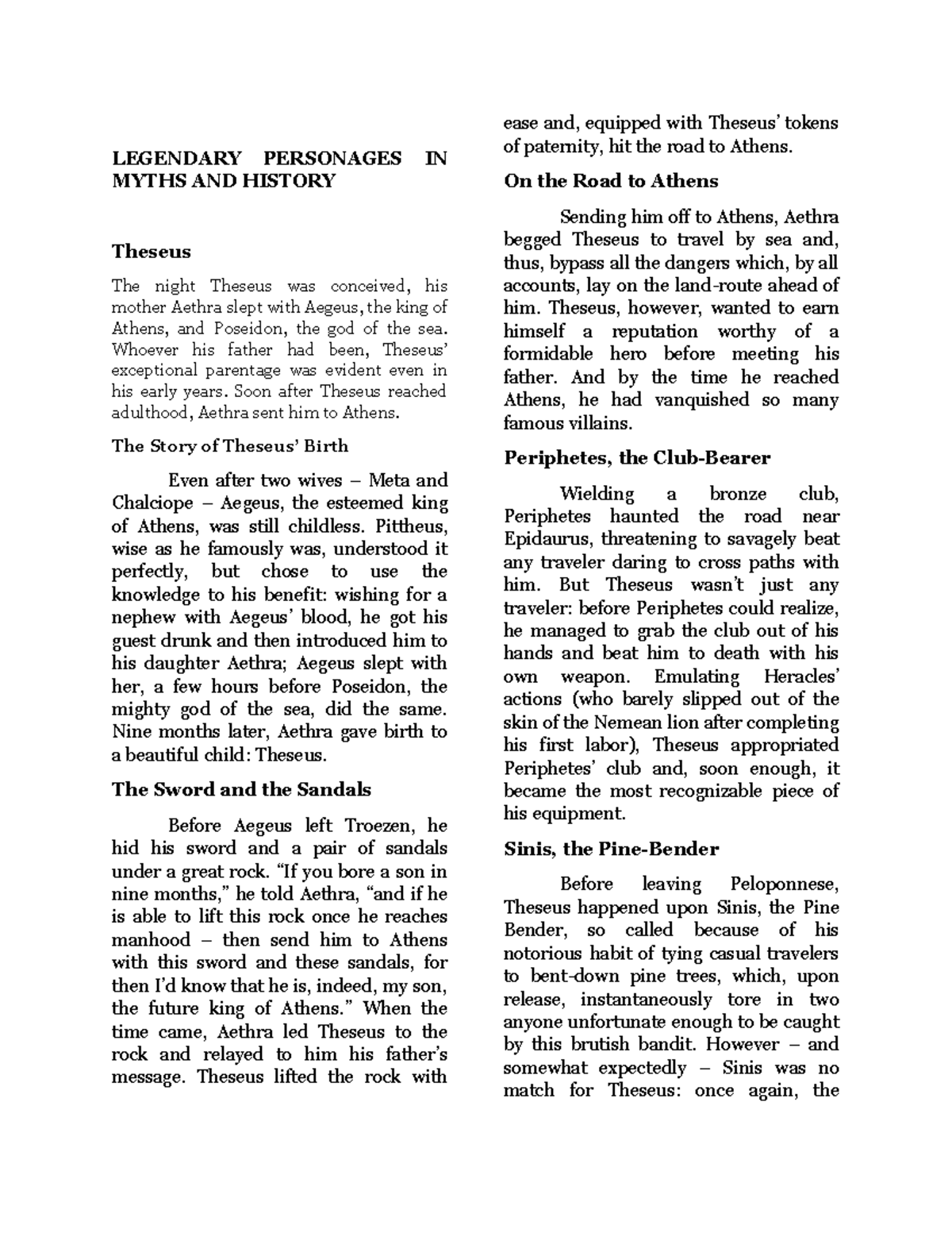 Mythical Legends: Theseus and the Trojan War - A Study Guide - Studocu