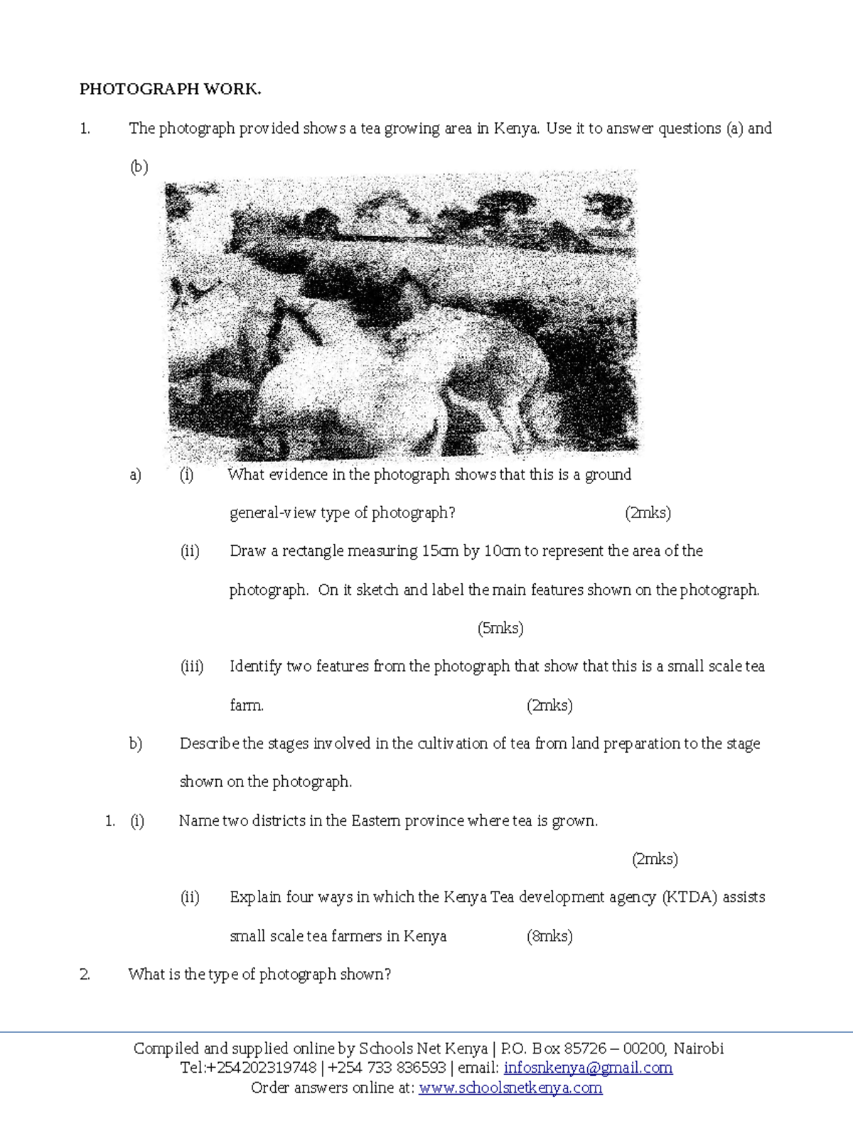 PHO 101: Photography Work Questions & Analysis of Tea Farming - Studocu