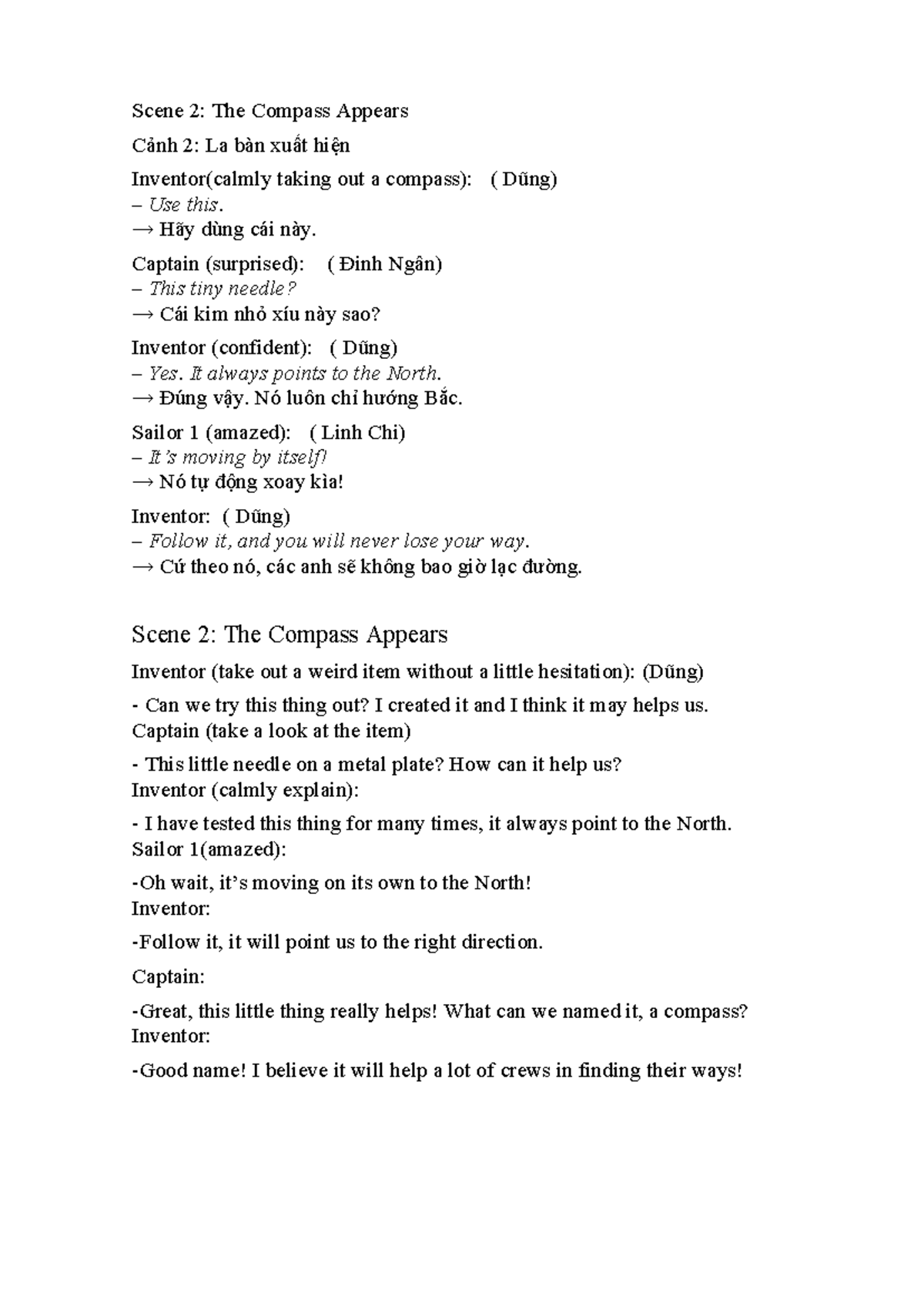 Scene 2: The Compass Appears - Prototype Remake - Studocu