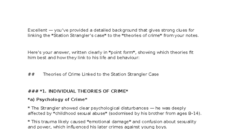 Station Strangler Case Study: Linking Psychological Theories to Crime ...