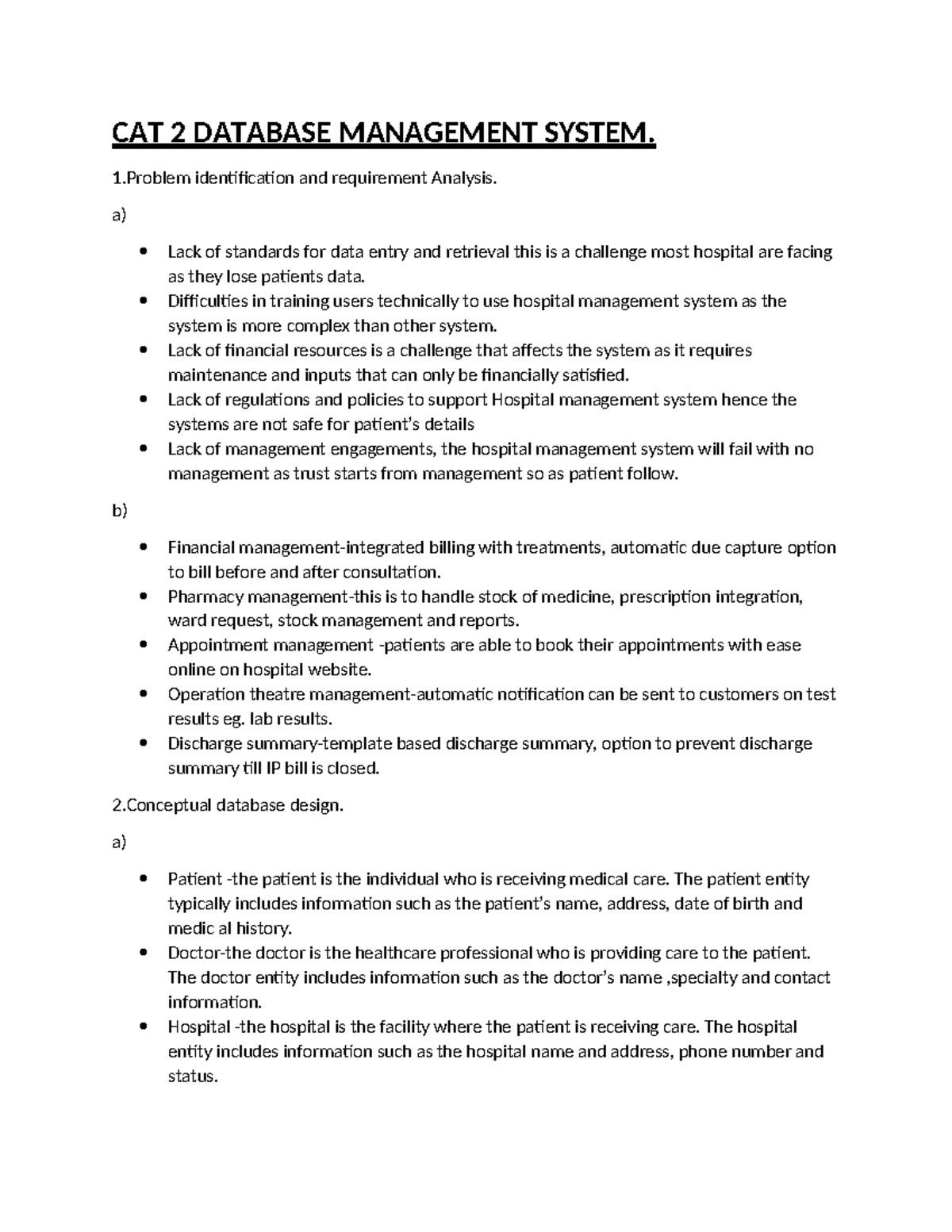CAT 2 Database Management System: Challenges & Design Solutions - Studocu