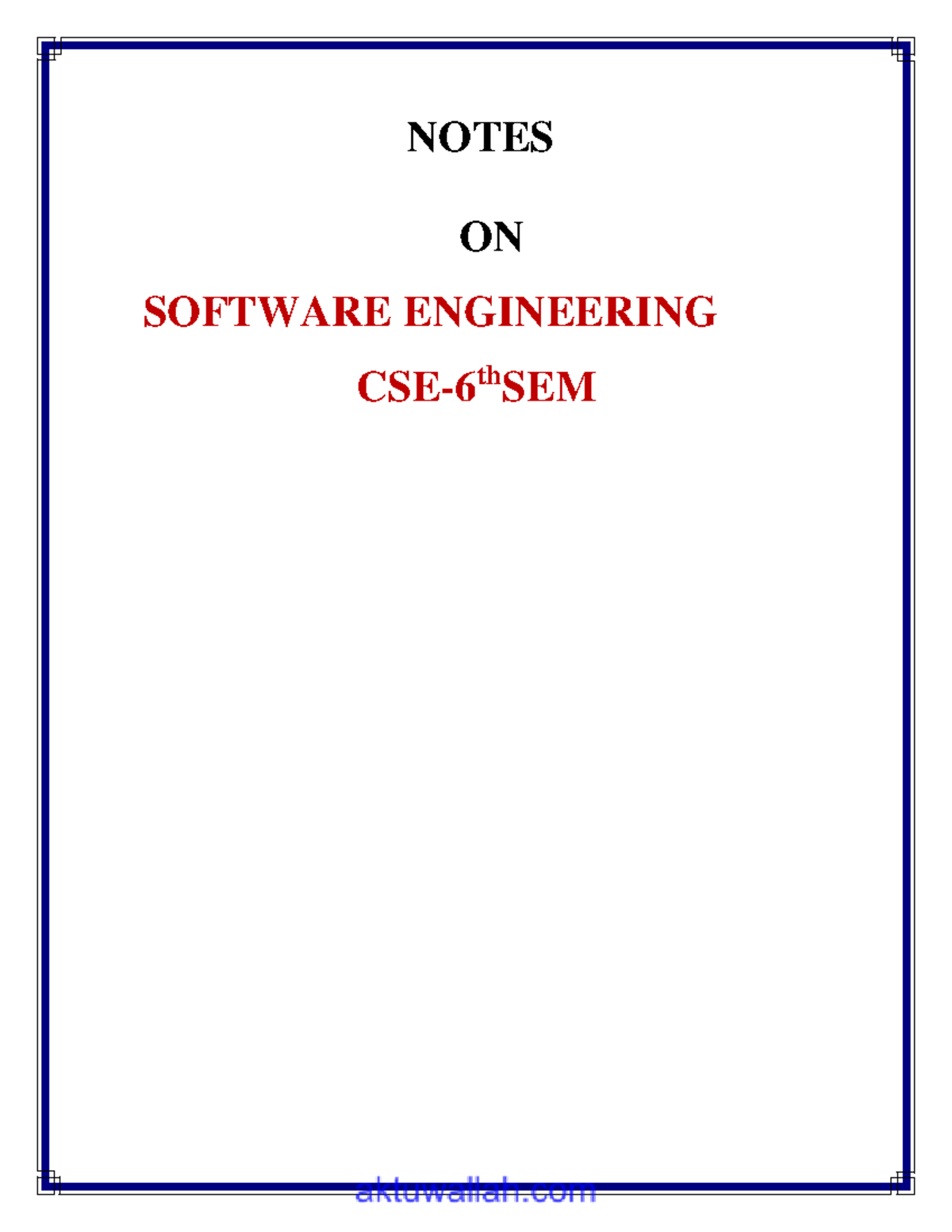 CSE 6th Sem - Software Engineering Comprehensive Notes - Studocu