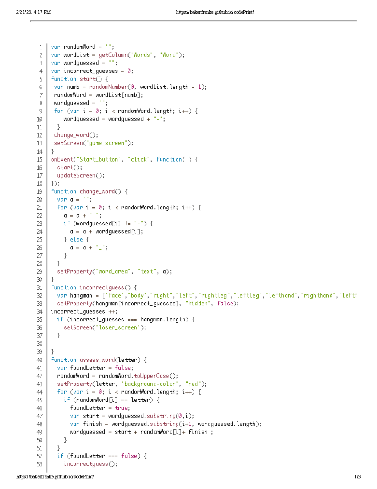 AP Code - Hangman Game Implementation Notes - Studocu