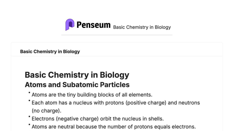 Basic Chemistry in Biology: Atoms, Bonds, and Reactions - Studocu