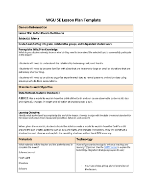 C108 Task 1 - C108 Task 1-Passed - WGU 5E Lesson Plan Template General ...