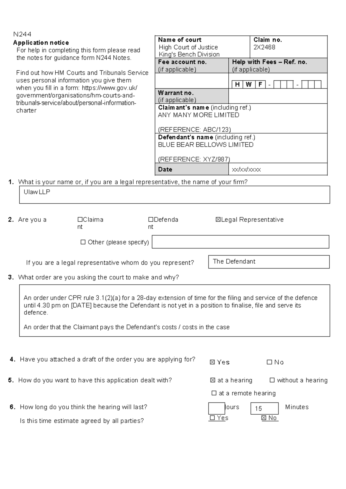 N244 Application Notice: Guidance and Formalities Overview - Studocu