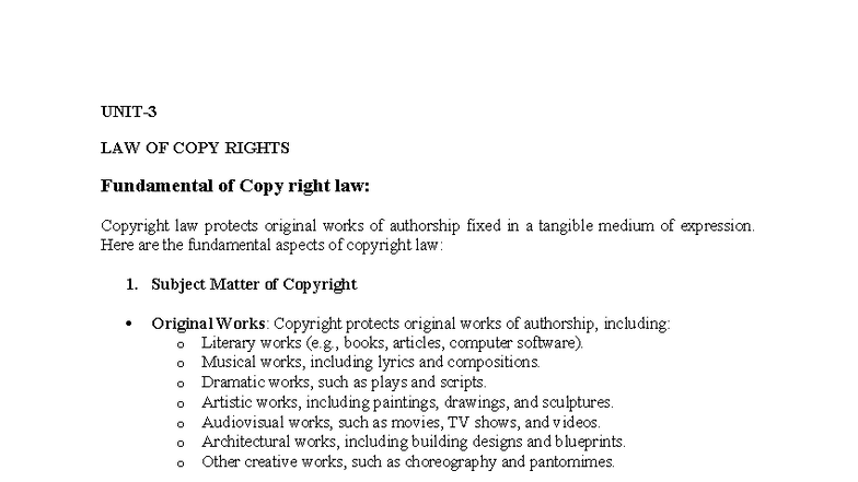 **IPR UNIT-3: Understanding Copyright Law Fundamentals** - Studocu