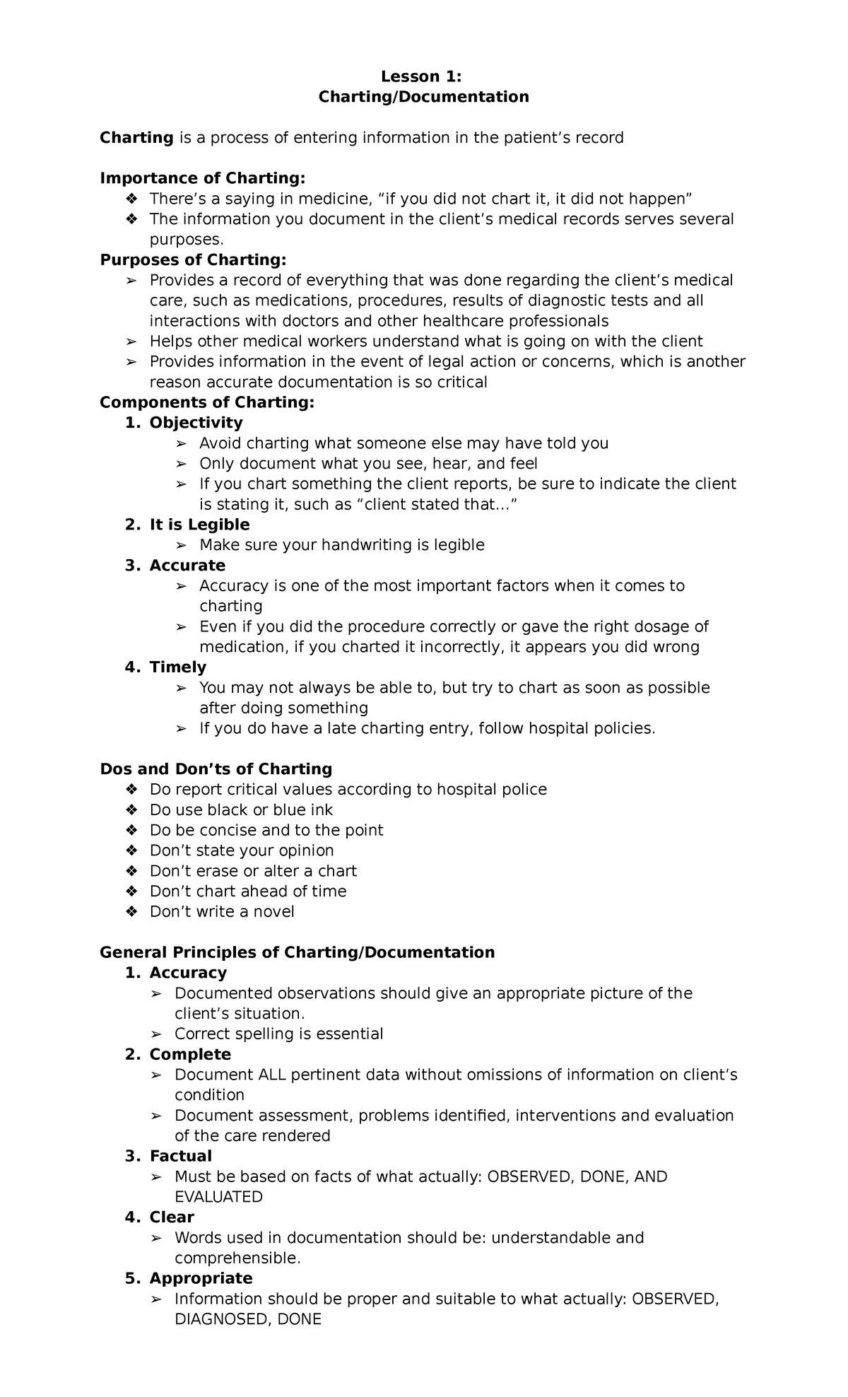 NUR 101: Essential Nursing Skills for Charting and Documentation - Studocu
