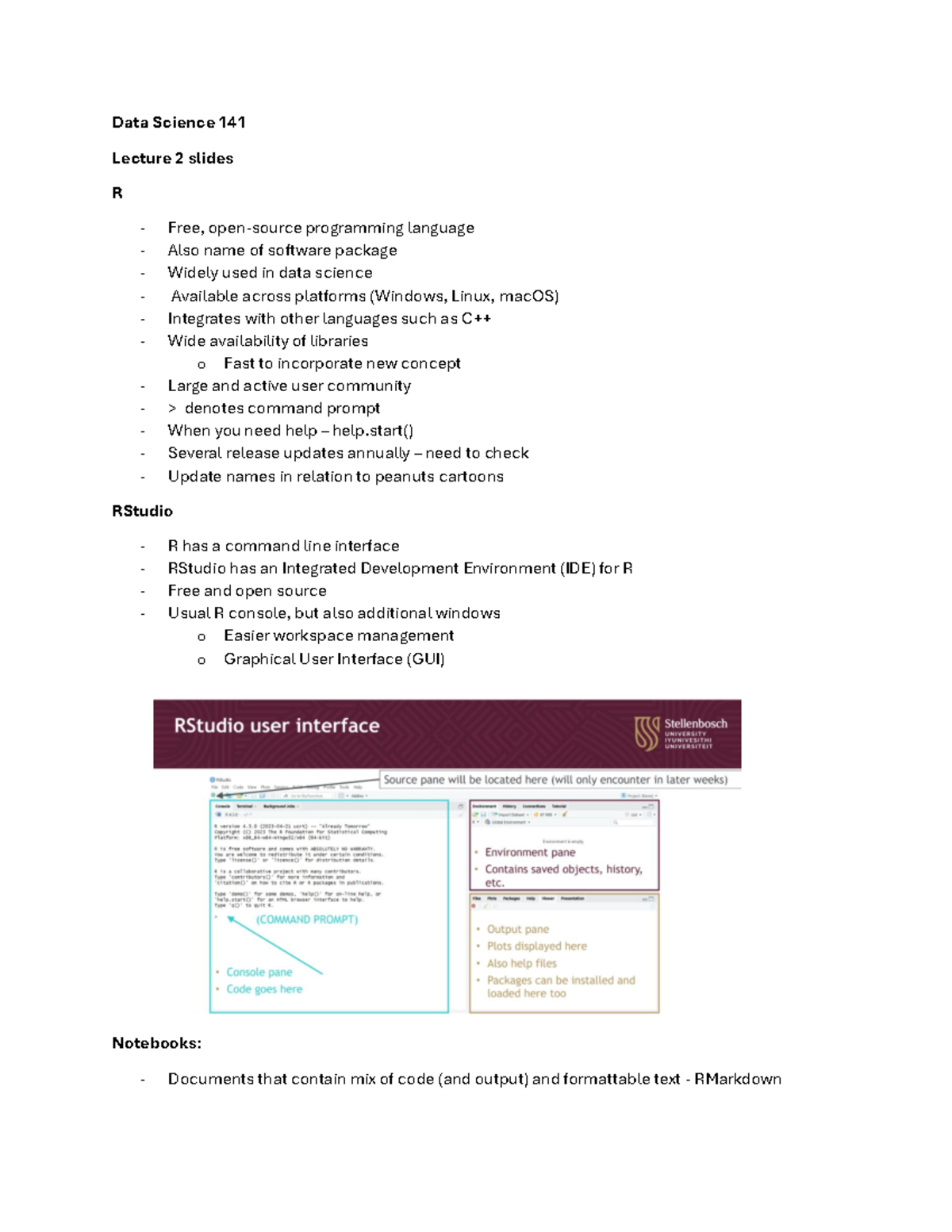 Data Science 141 Some Summaries Of Lecture Notes Data Science 141