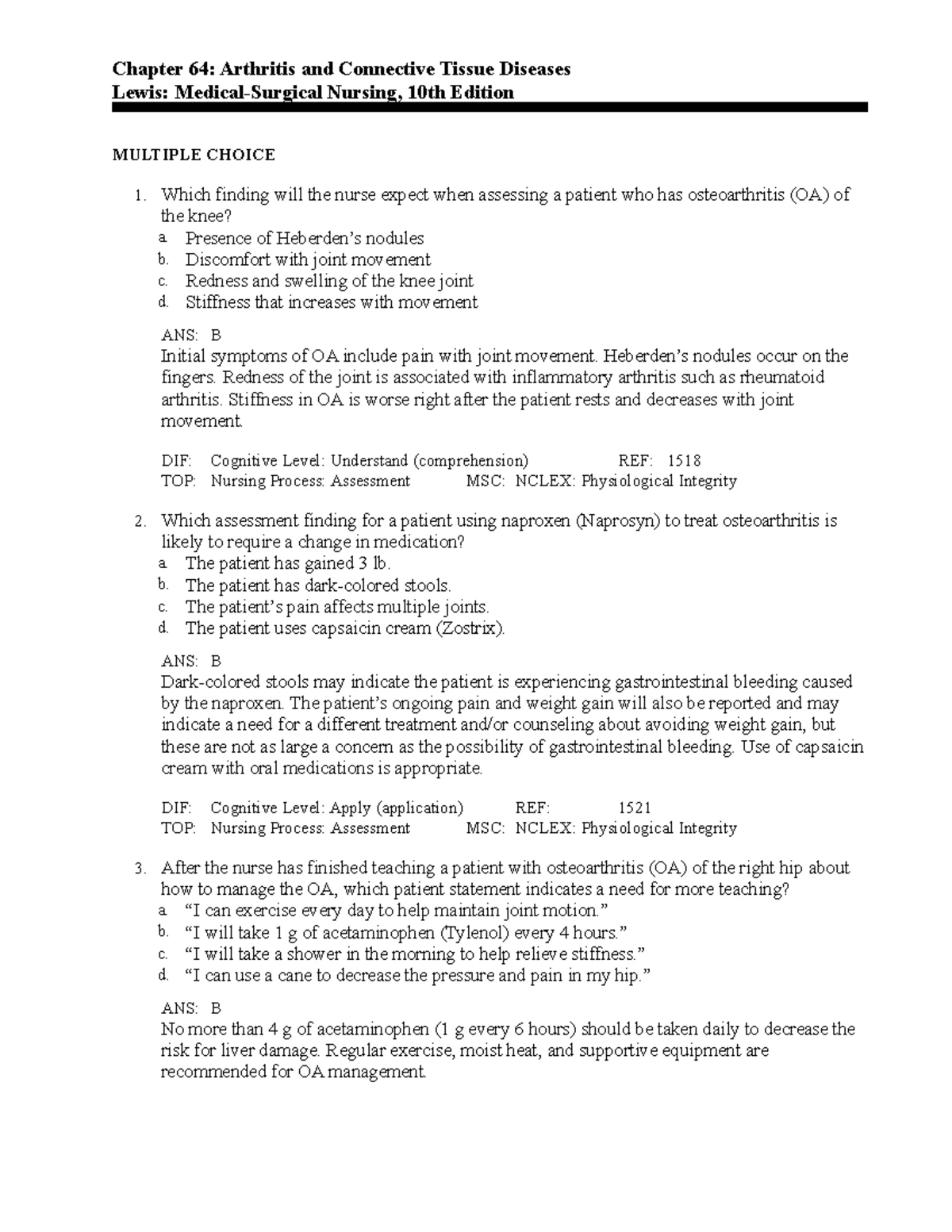 C56 - ch 57 test bank - Chapter 56: Acute Intracranial Problems Lewis ...