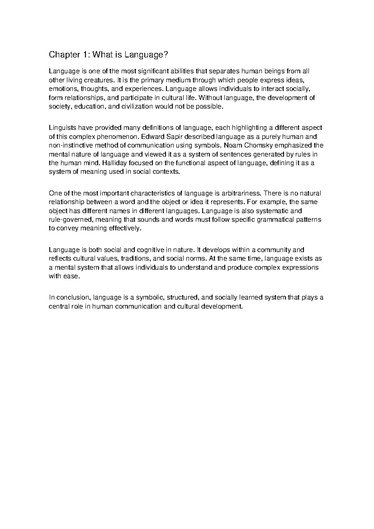 Introduction to Language: Chapterwise Long Essays (ENG101) - Studocu