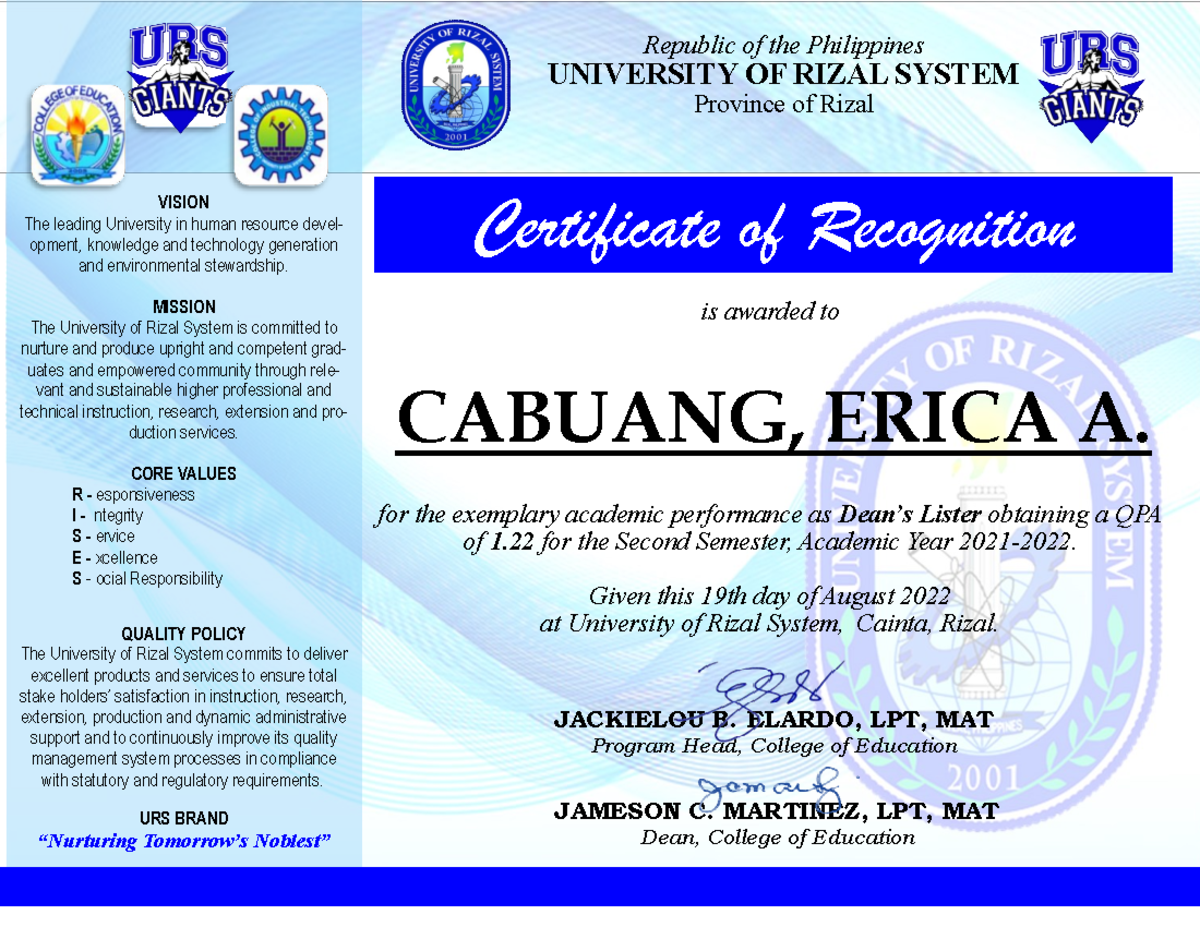 3RD-YR-BEEd- Certificate-Deans-List -Semester-Achsivers-2nd-Sem-2021 ...