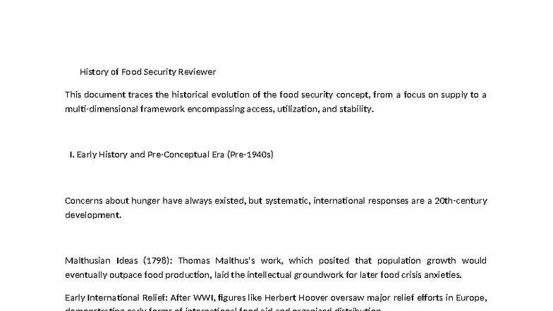 History of Food Security: A Comprehensive Review - Studocu