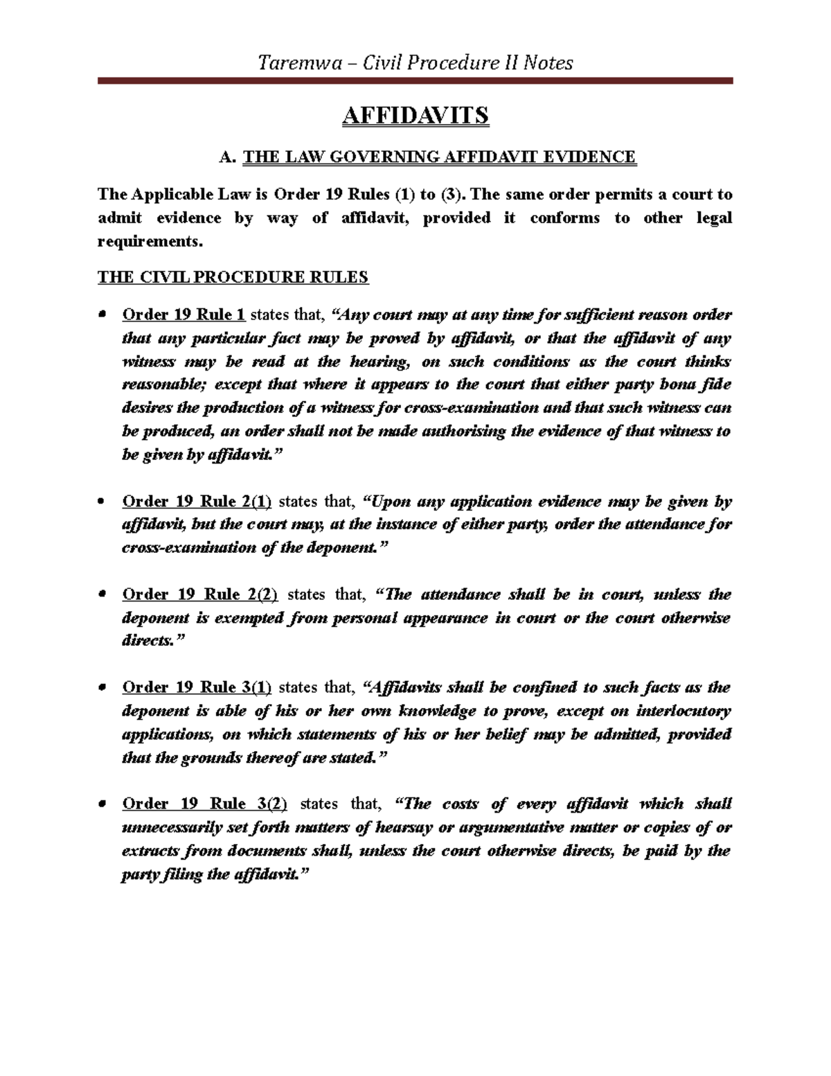 B - Affidavits in Civil Procedure - Key Legal Principles and Cases ...