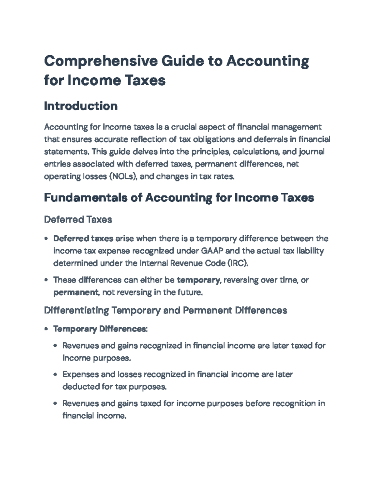 Comprehensive Guide to Accounting for Income Taxes (ACC 101 ...