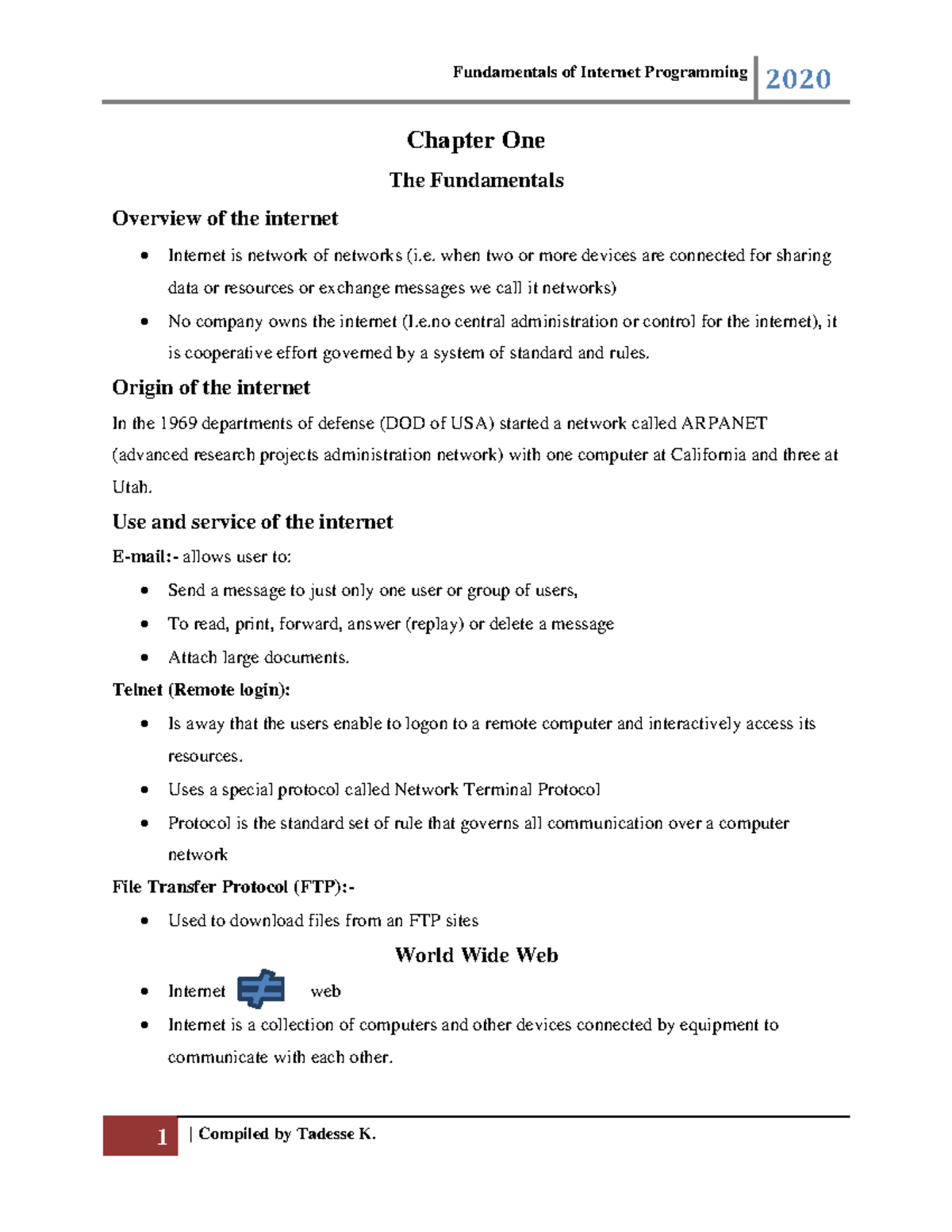 Fundamentals of Internet Programming 2020: Chapter 1 Overview and ...
