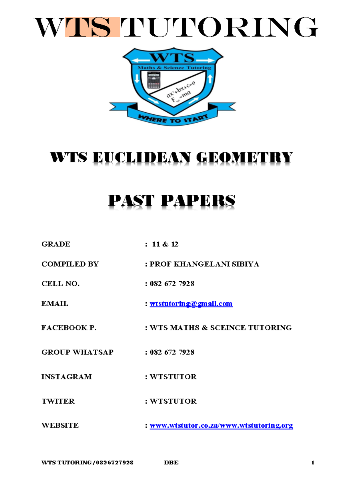 WTS 12 Euclidean Geometry Quiz Questions for Grades 11 & 12 - Studocu