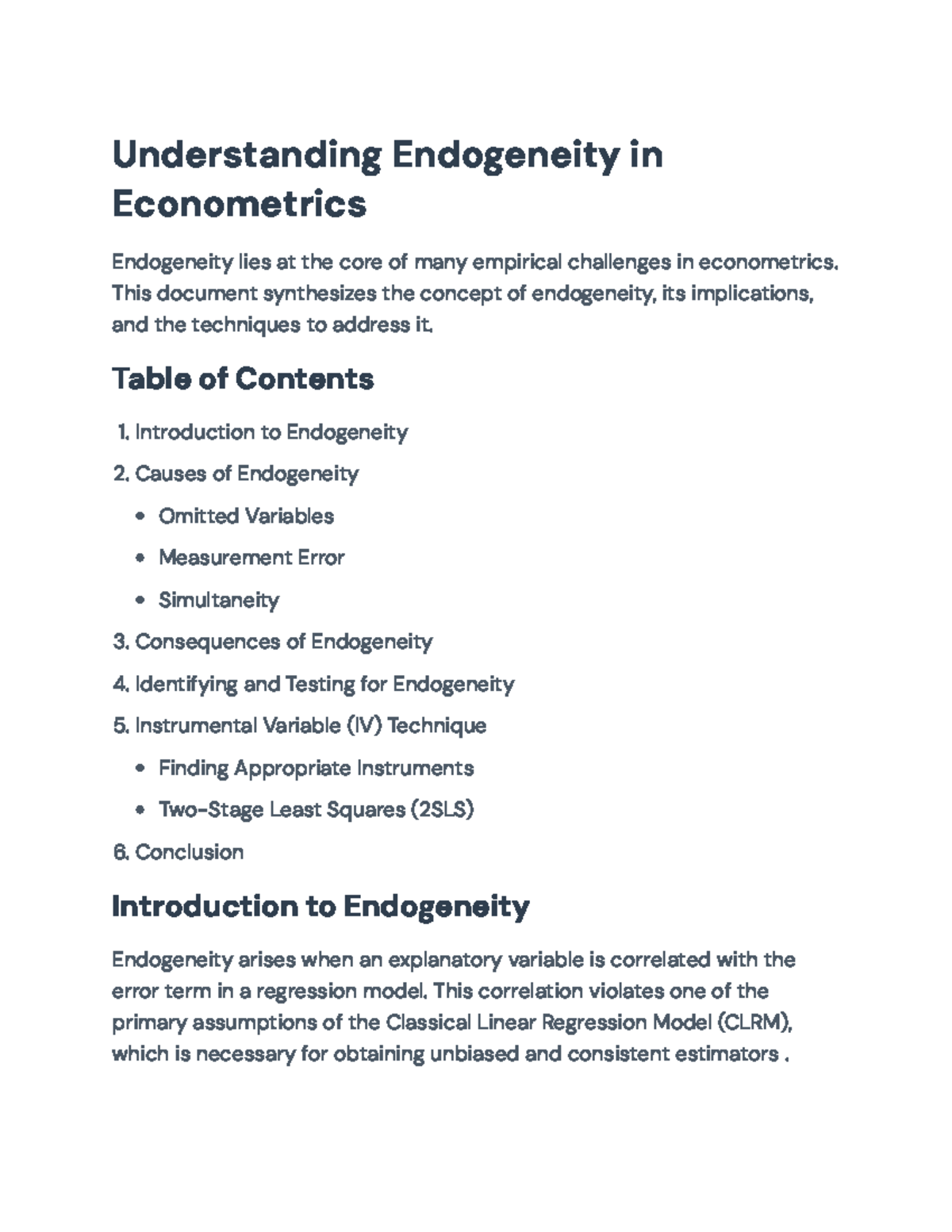 Understanding Endogeneity in Econometrics: Causes, Effects & IV ...