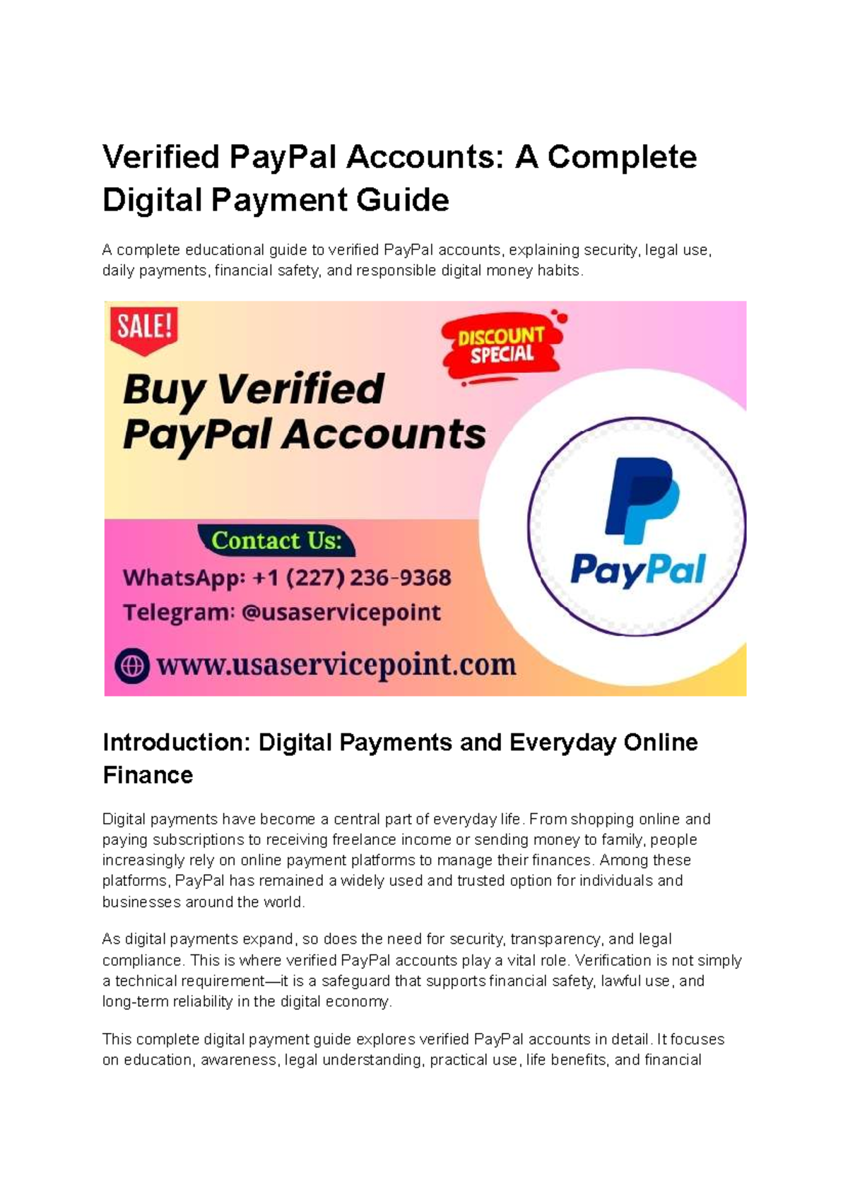 Verified PayPal Accounts: A Comprehensive Guide to Digital Payments ...