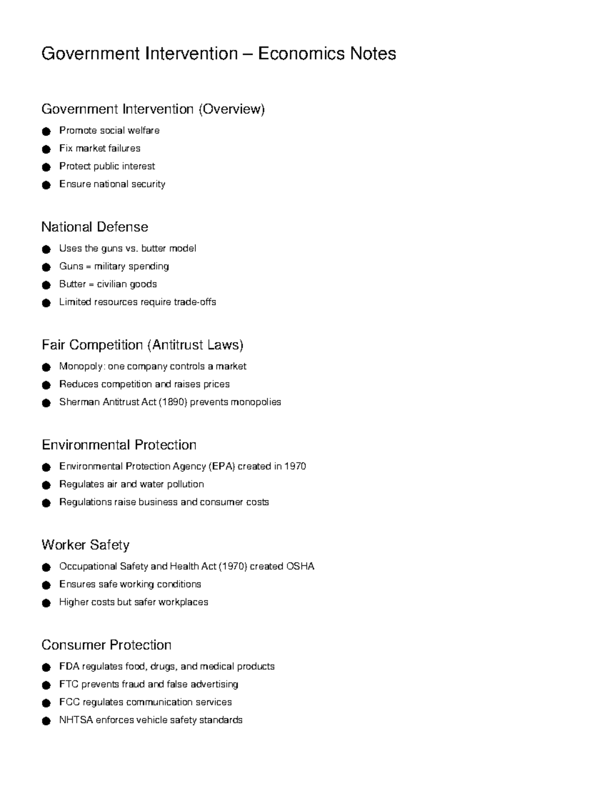 ECO 101: Government Intervention Overview & Key Concepts Notes - Studocu