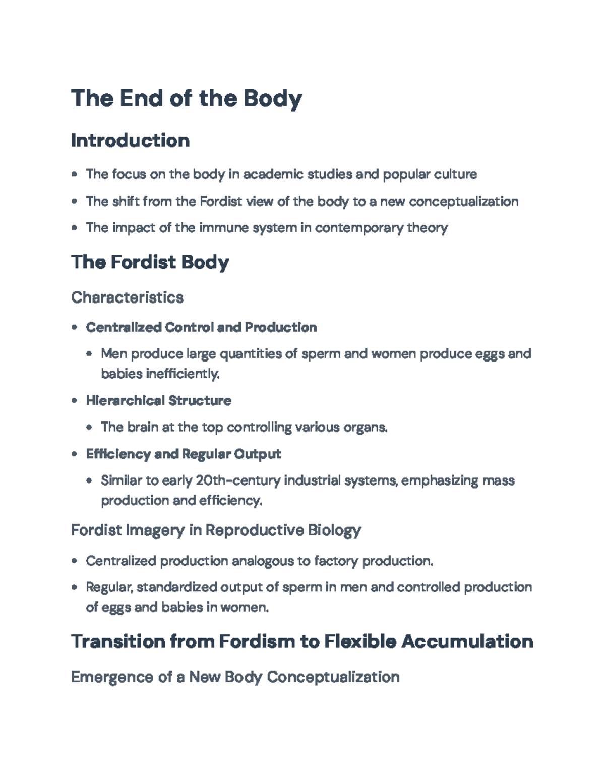 The End of the Body: Transition from Fordism to Flexible Accumulation ...